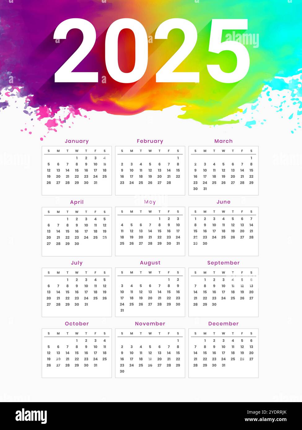 2025 wall calendar Stock Vector Images - Alamy
