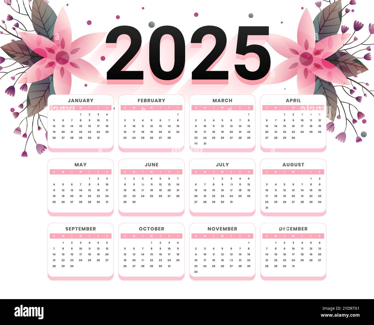 2025 calendar page Cut Out Stock Images & Pictures - Alamy