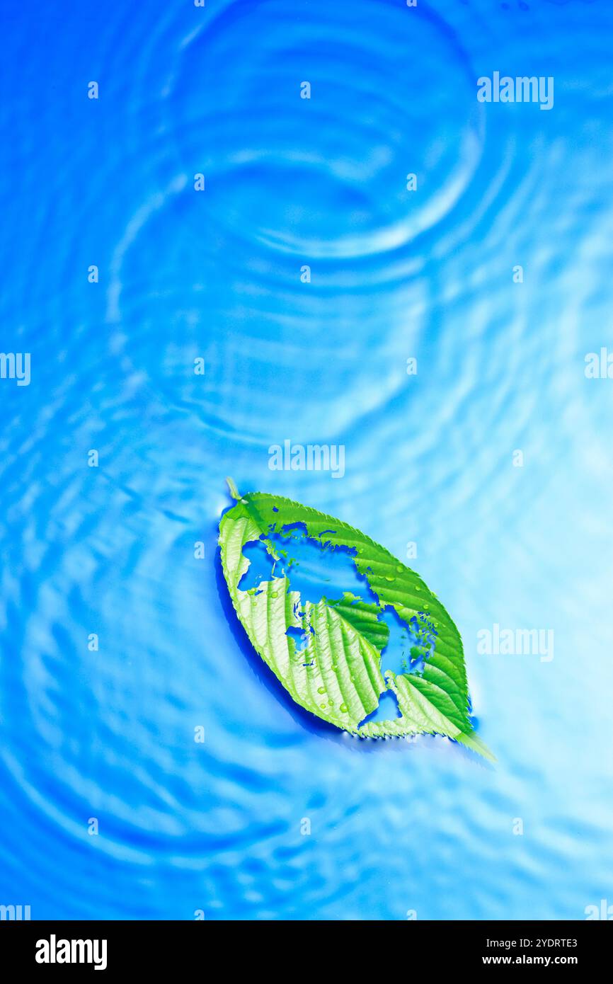 Leaf, map and ripple Stock Photo - Alamy