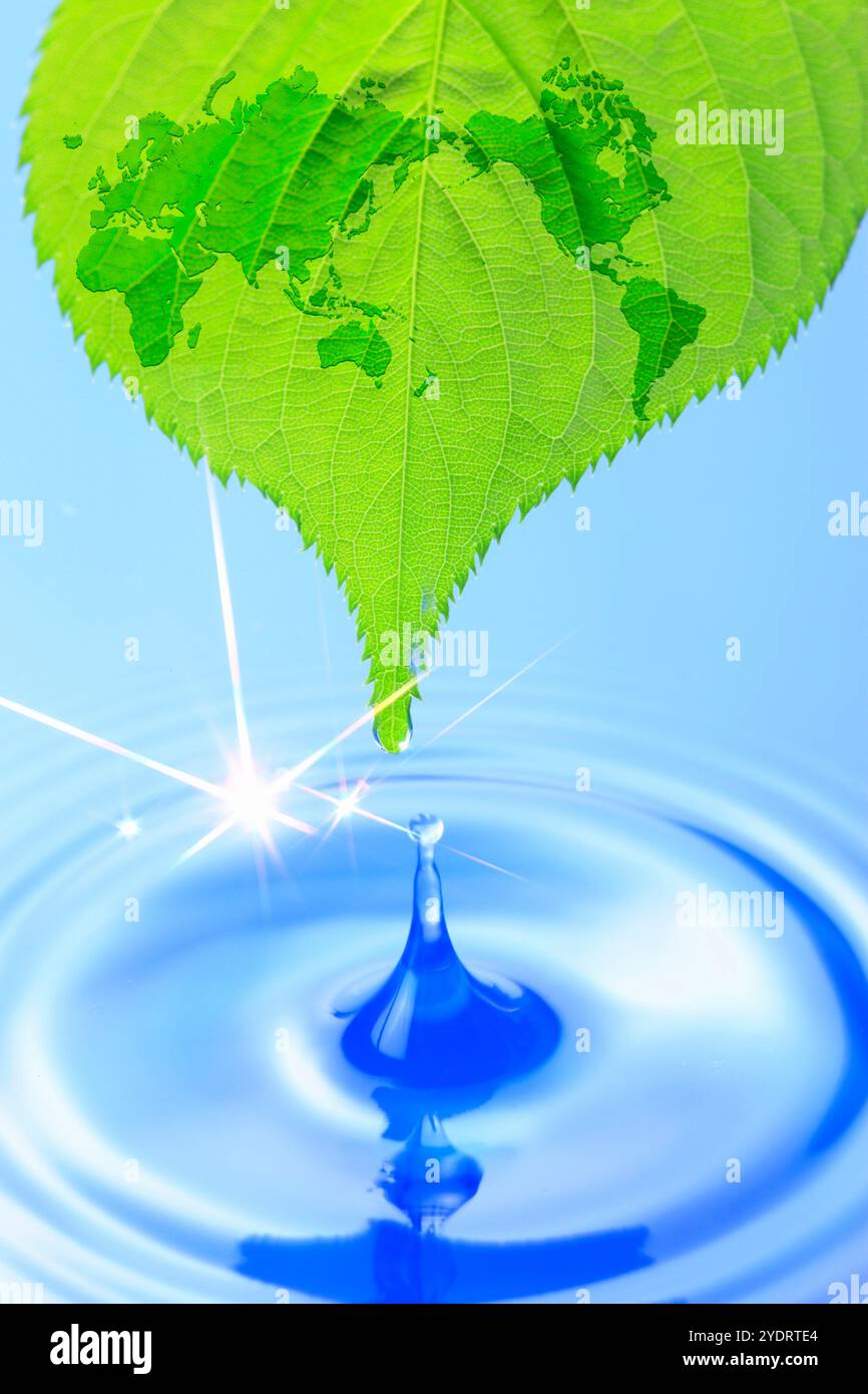 Leaf, map and ripple Stock Photo - Alamy