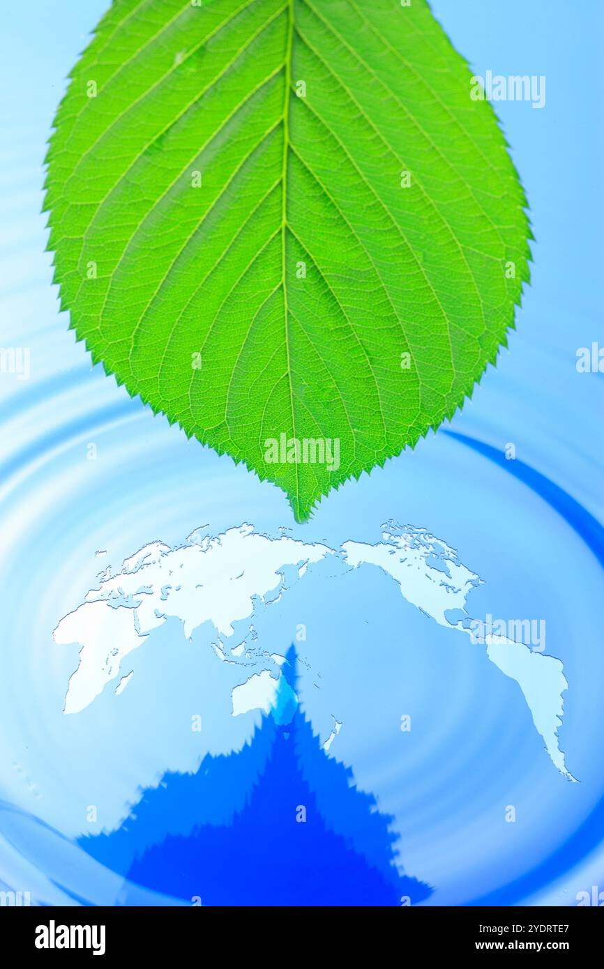 Leaf, map and ripple Stock Photo - Alamy