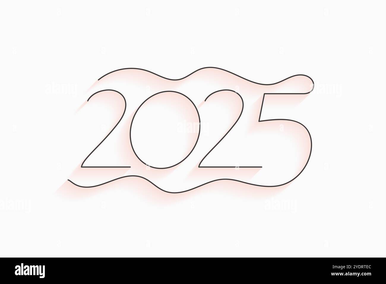 minimal 2025 new year lettering background in line art vector Stock ...