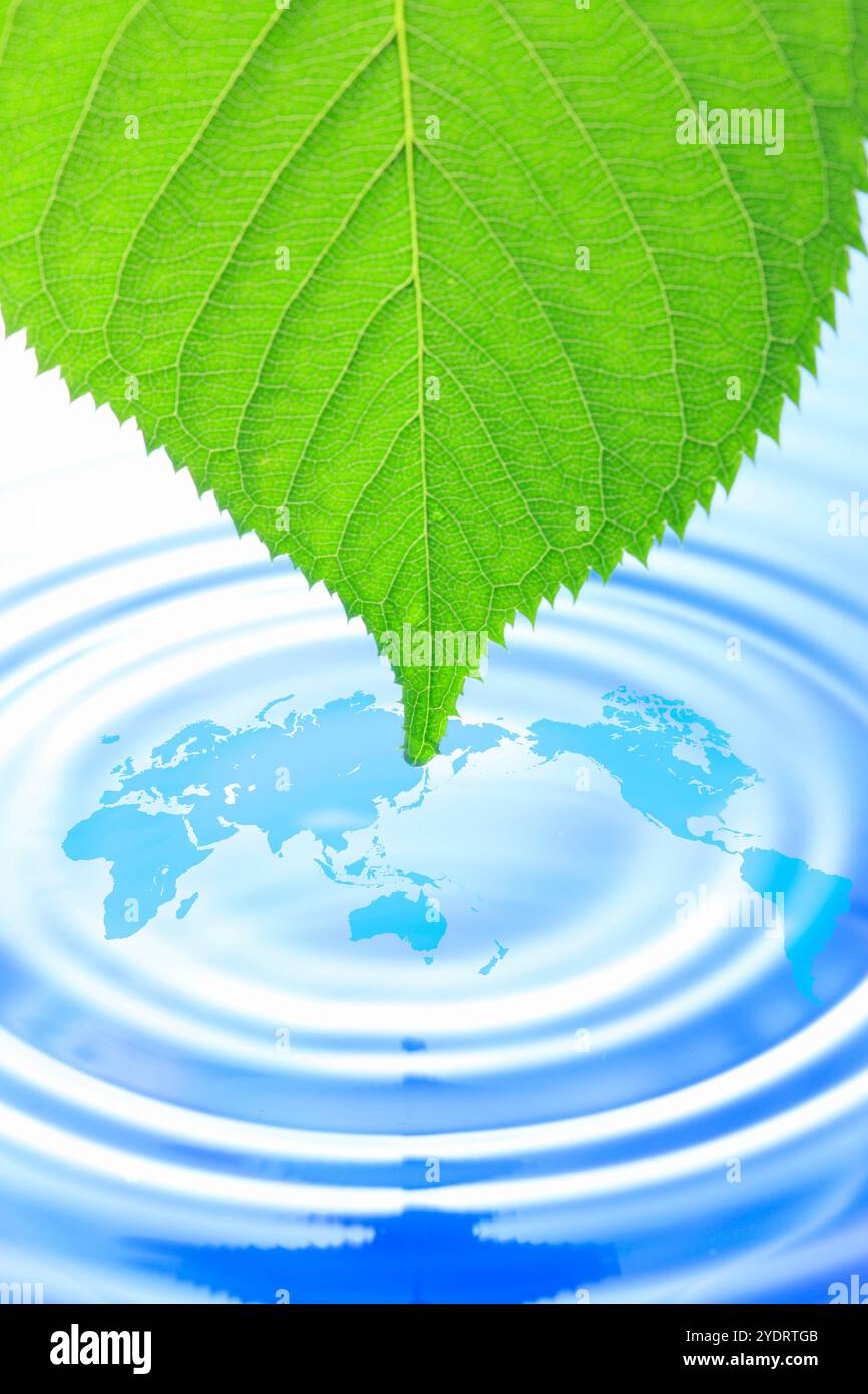 Leaf, map and ripple Stock Photo - Alamy