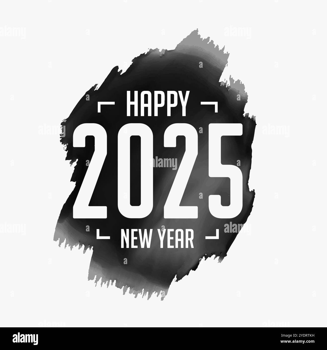 Happy New Year 2025 Background With Brush Stroke Effect Vector Stock