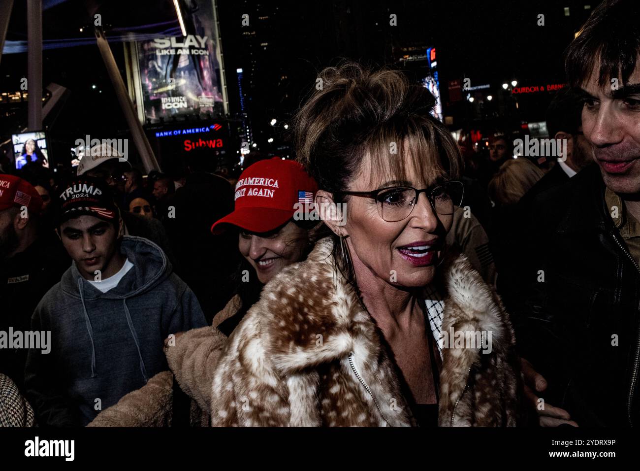 Sarah Palin leaves Madison Square Garden after a Trump rally in NY, New ...