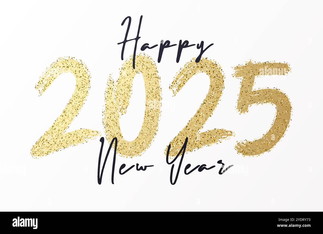 Happy New Year 2025 with calligraphic and brush painted with sparkles ...