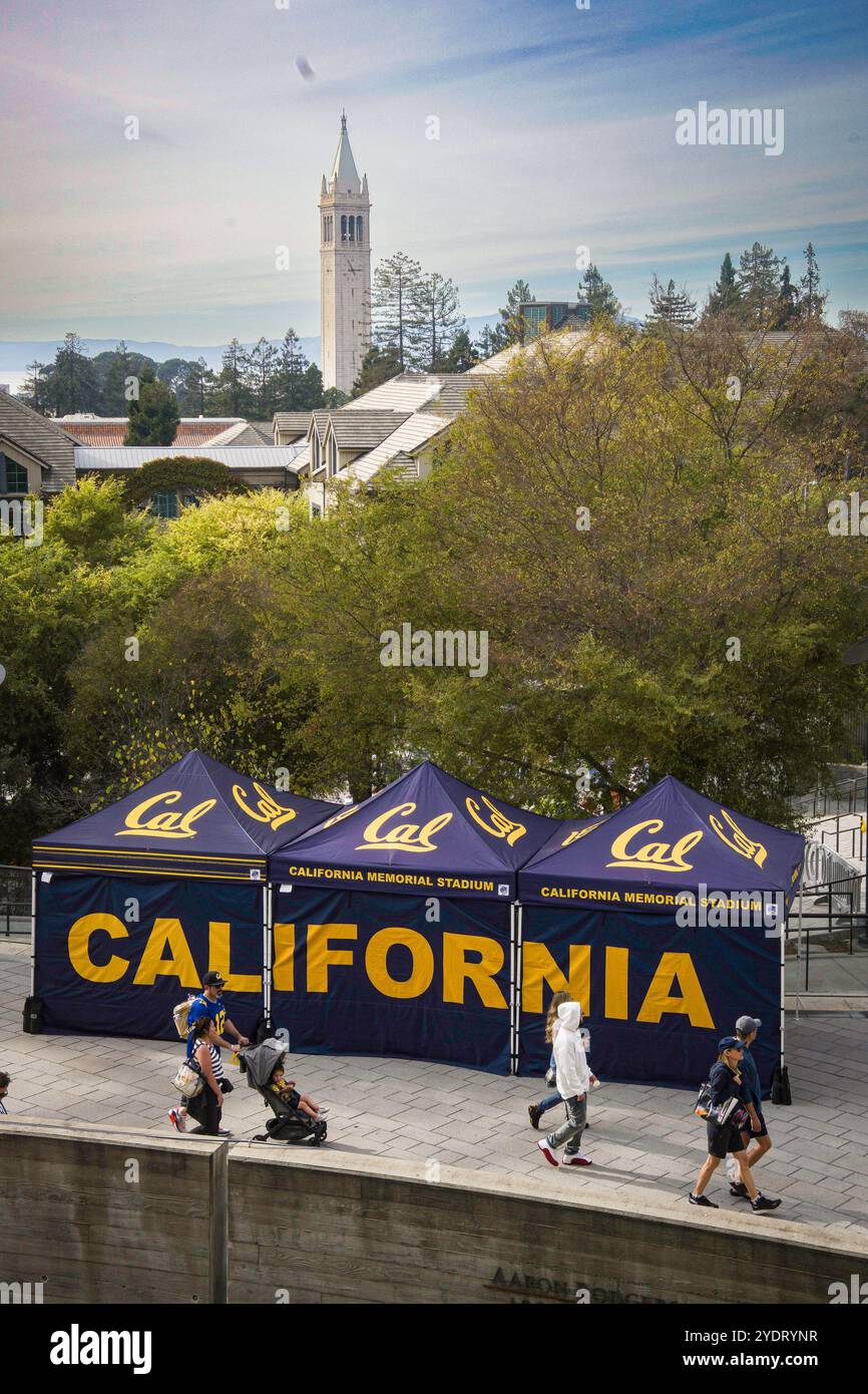 Looking up at "This is Bear Territory" Cal Football sign on the side of ...
