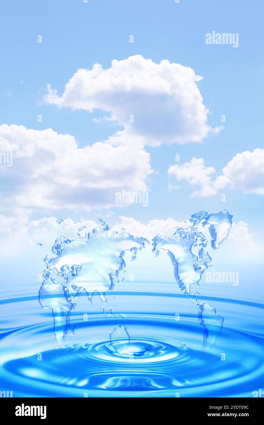 Ripples and world map Stock Photo - Alamy