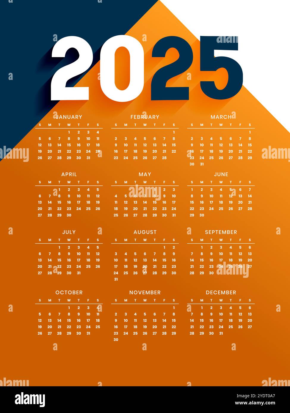 2025 annual desk calendar layout schedule task or event vector Stock ...