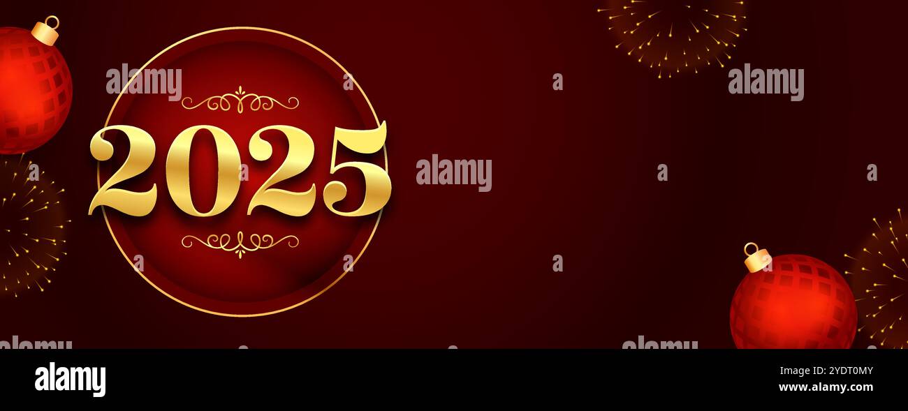 decorative 2025 golden lettering banner for new year festive vector ...