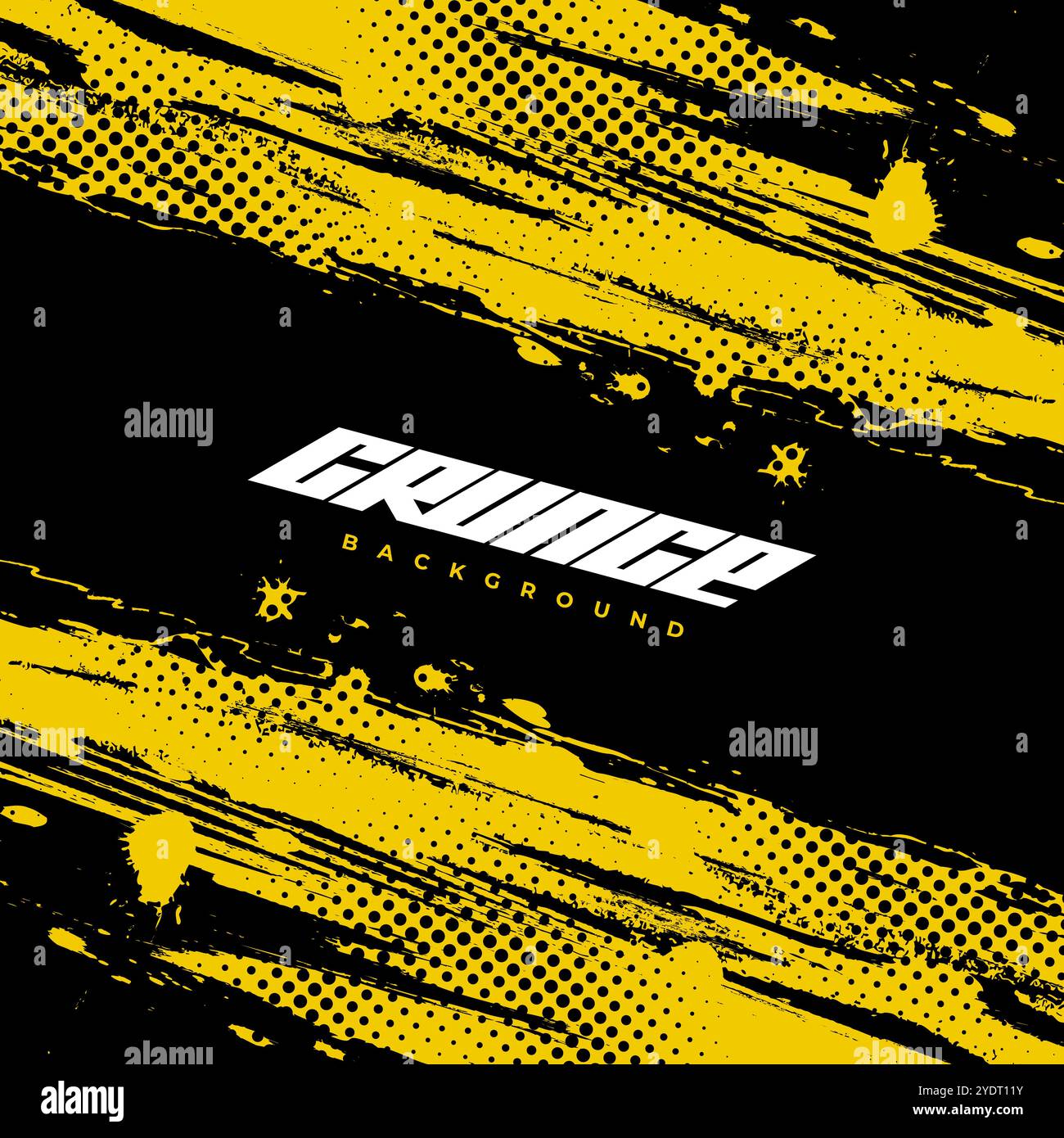 Abstract Black and Yellow Dirty Grunge Background with Halftone Effect ...