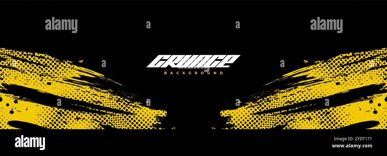 Abstract Black and Yellow Dirty Grunge Background with Halftone Effect. Sports Background with ...