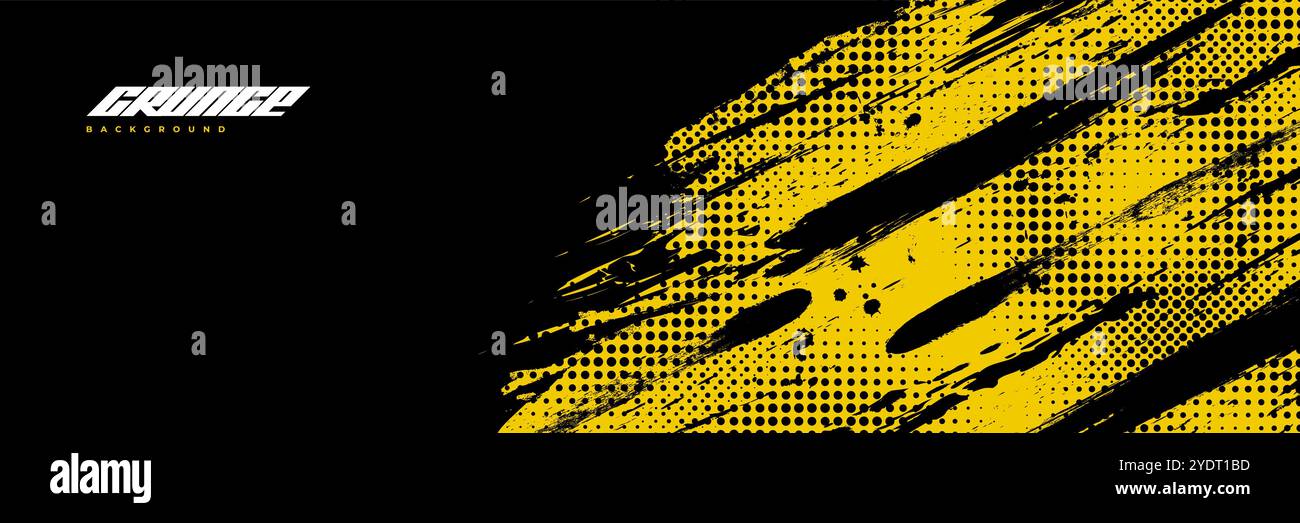 Abstract Black and Yellow Dirty Grunge Background with Halftone Effect. Sports Background with ...