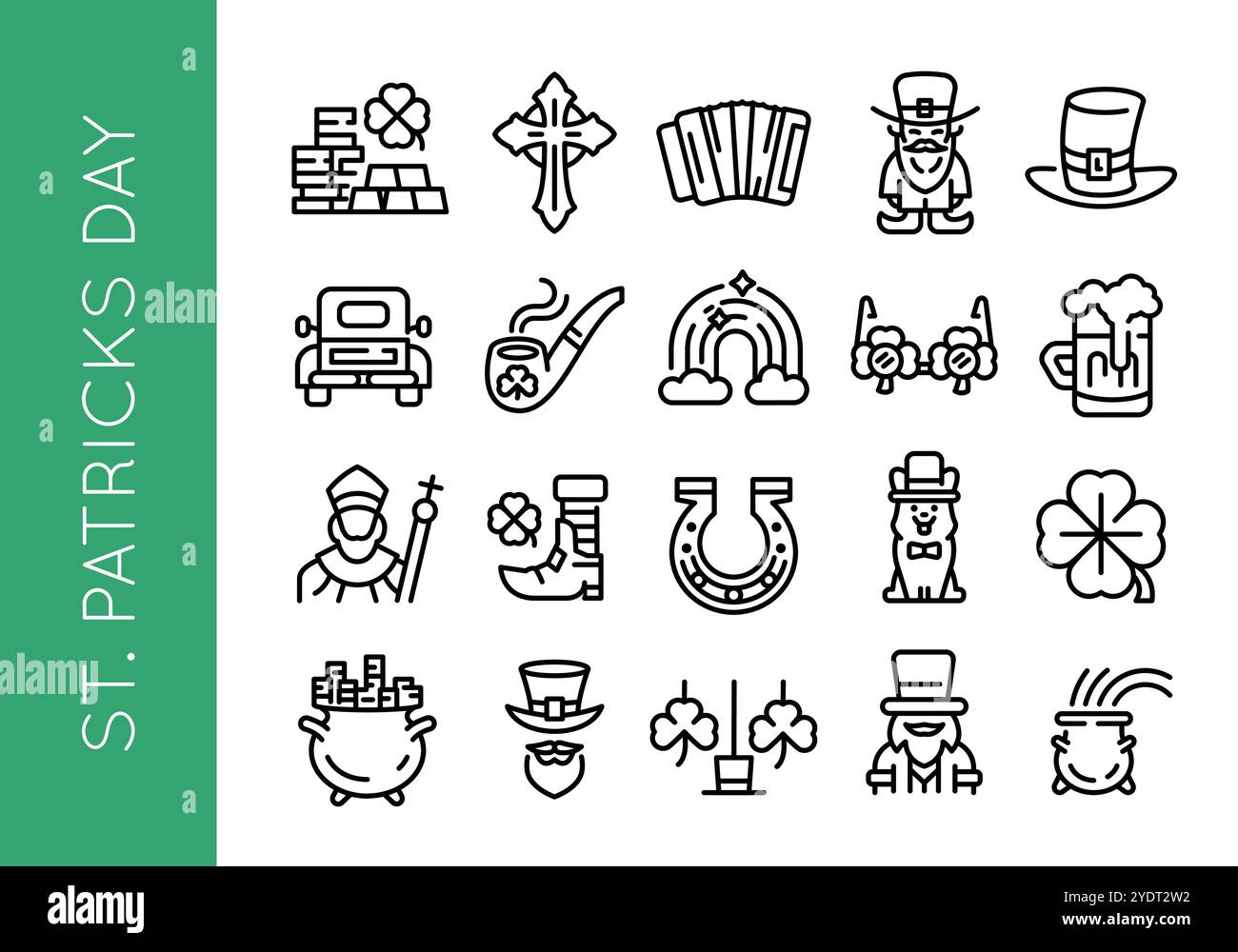 St Patricks Day Icons Set of 20 Festive Irish Symbols Stock Vector ...