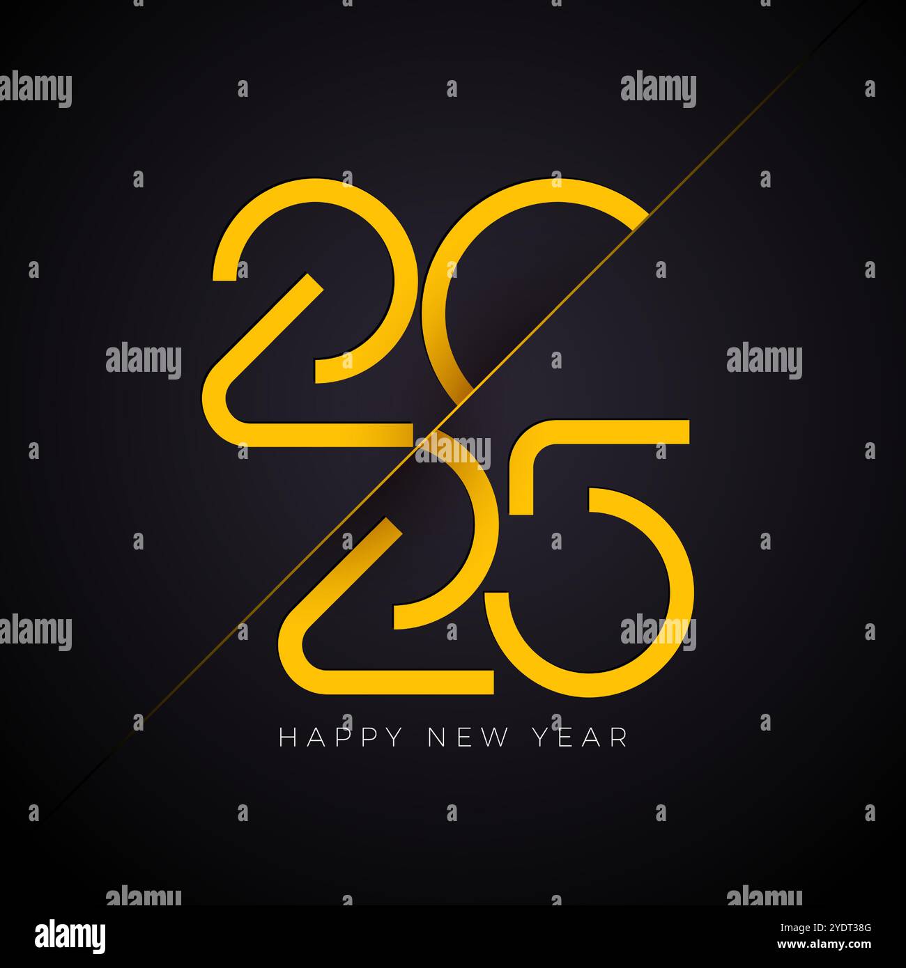 Happy New Year 2025 Illustration with Yellow Number and Typography ...