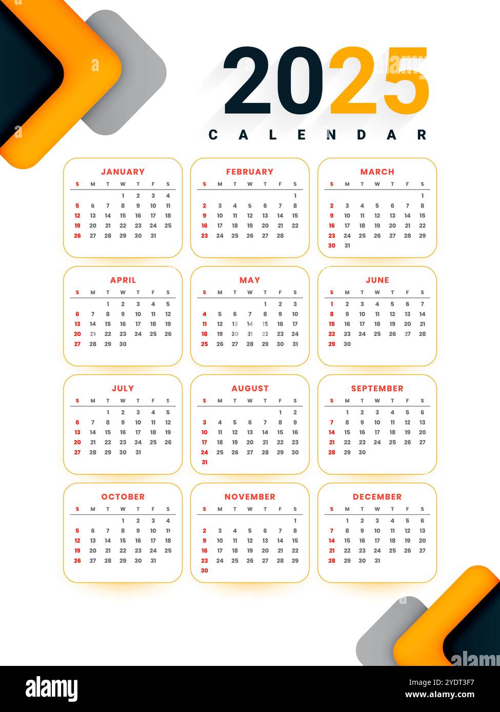 2025 desk calendar Stock Vector Images - Alamy