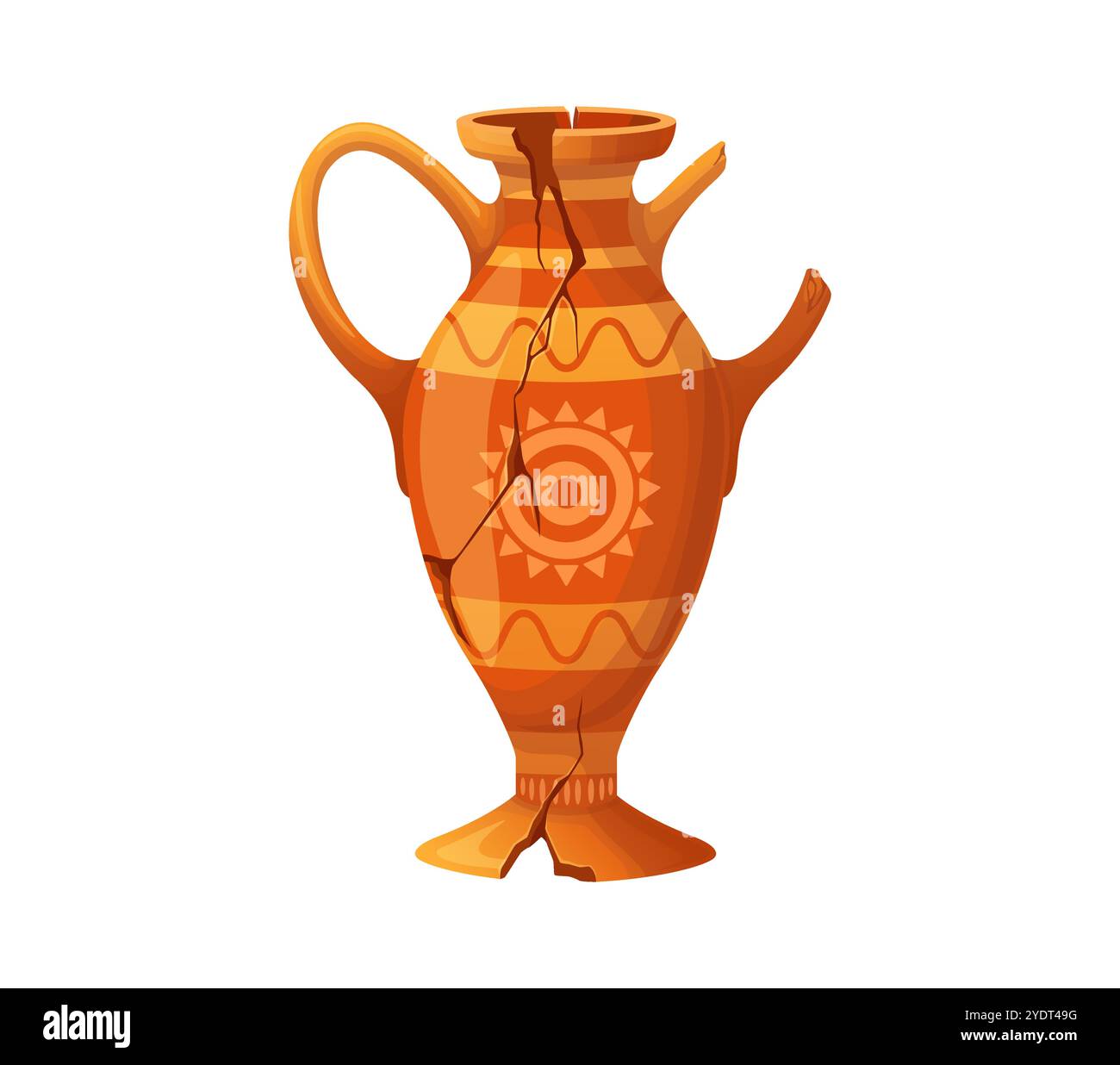 Ancient antique broken vase or pot and ceramic museum jug, vector ...