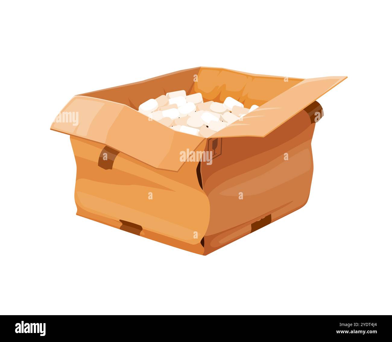 Cartoon damaged box, crushed post package. Crushed paper cargo box ... Cartoon damaged box, crushed post package. Crushed paper cargo box ...