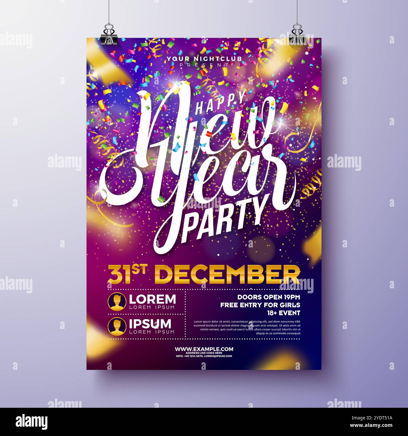 Happy New Year 2025 Party Celebration Poster Template Illustration with ...