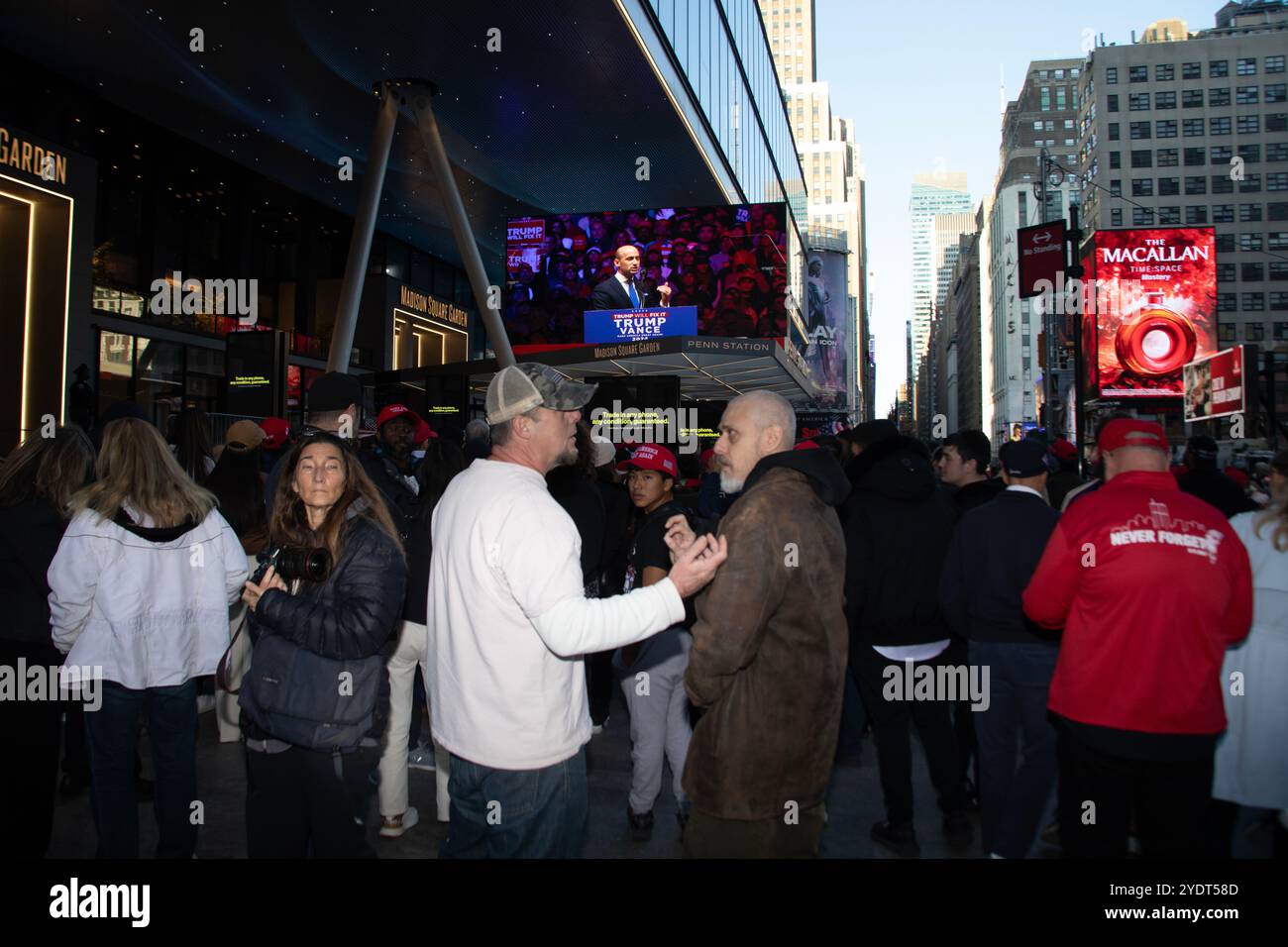 New York, NY. October 27th, 2024. Trump supporters line up for entry ...