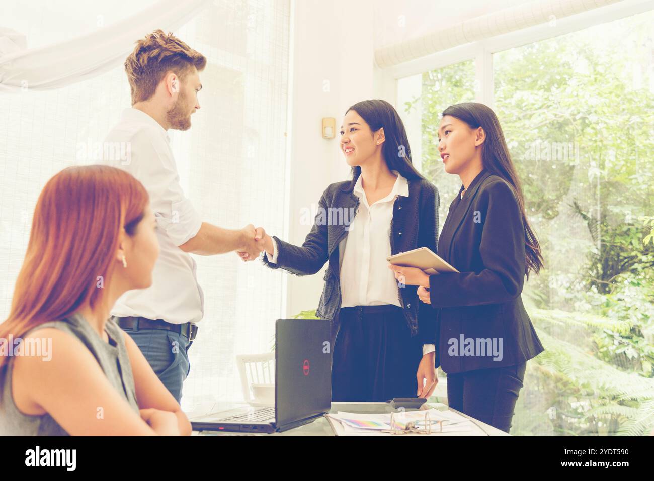 Businessman shaking hands before start up new project for small ...