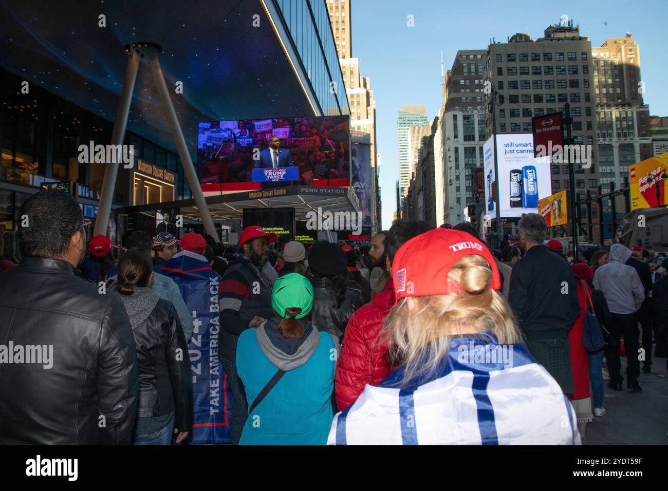 New York, NY. October 27th, 2024. Trump supporters line up for entry ...