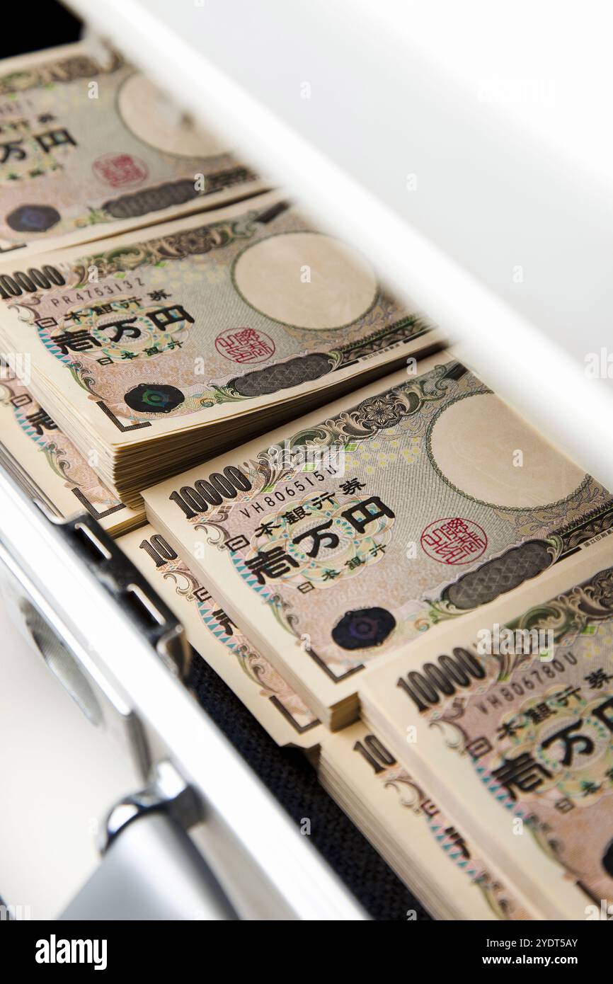 Attache case and wad of notes Stock Photo - Alamy