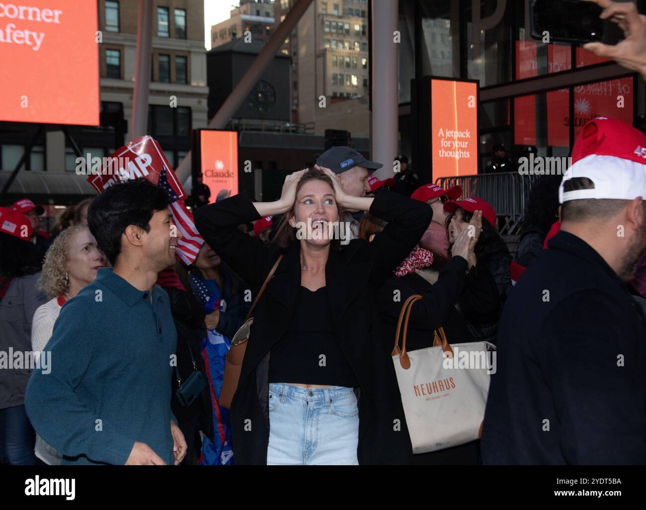 New York, NY. October 27th, 2024. Trump supporters line up for entry ...