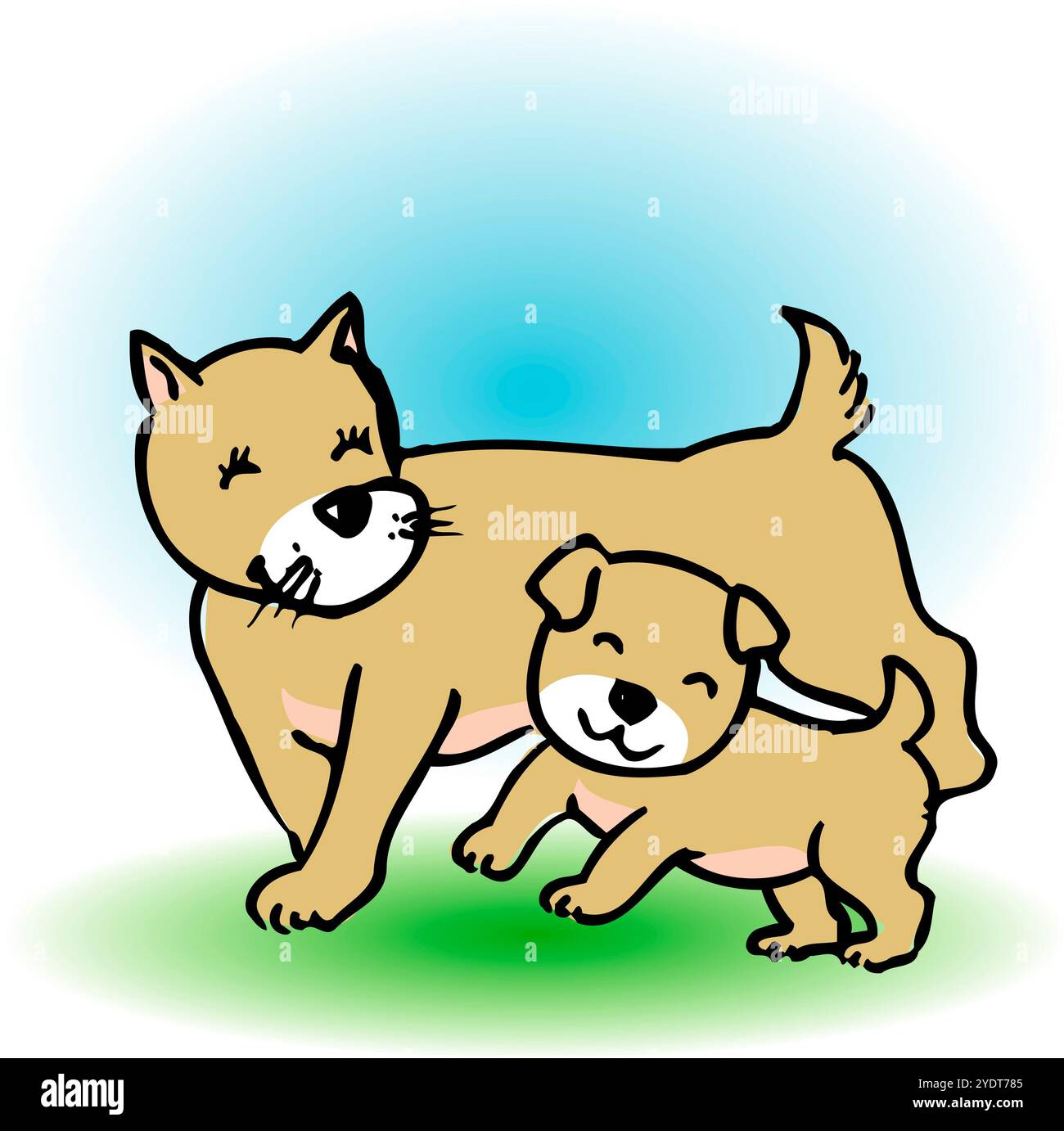 Father and son with dog Stock Photo - Alamy