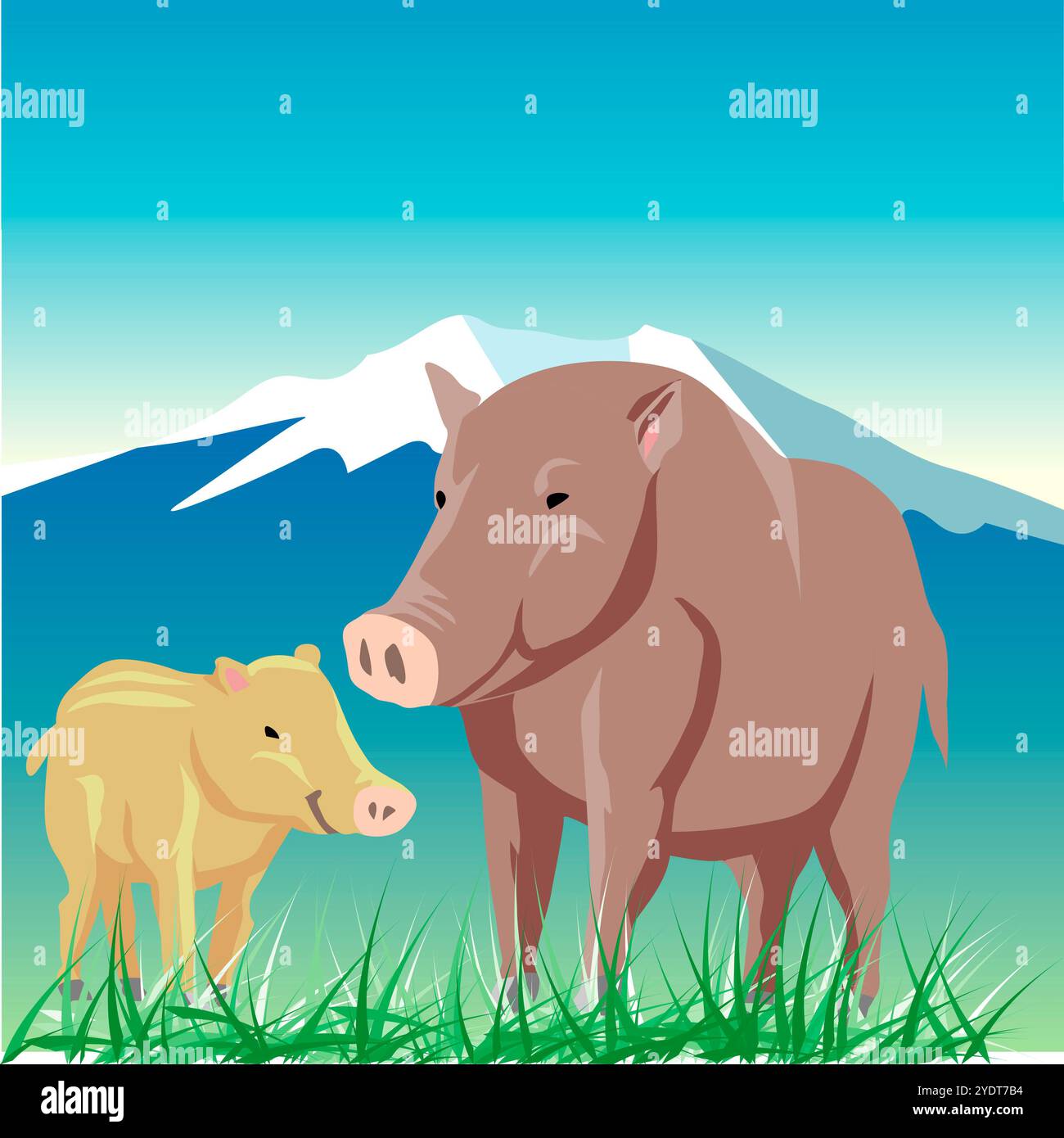 Wild boar and child Stock Photo - Alamy