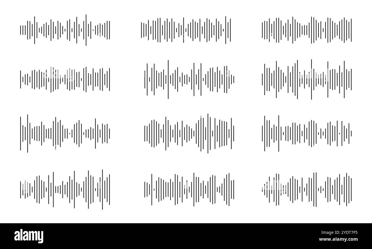 Sound wave collection. Random audio soundwave line Stock Vector Image ...