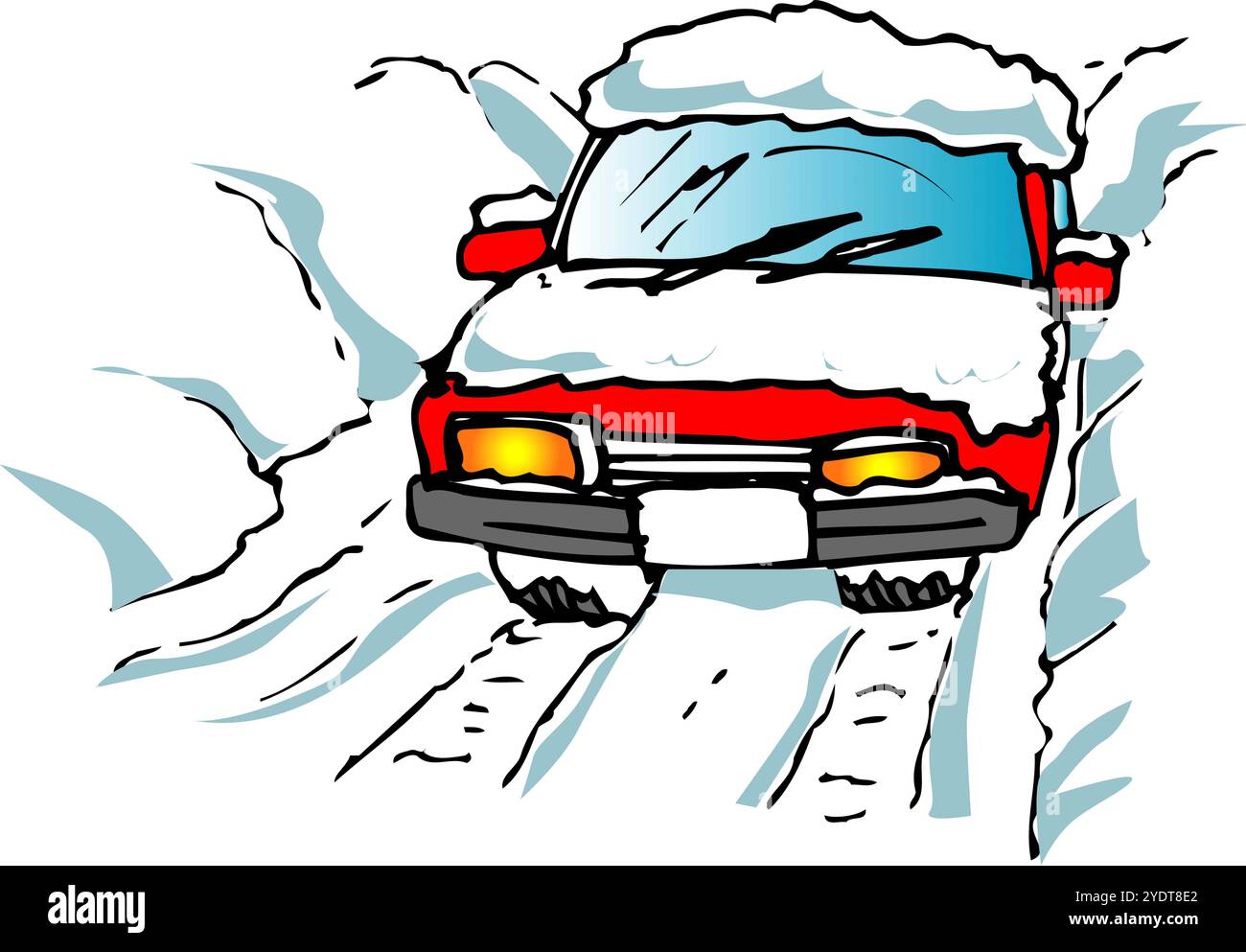 Snow covered road road Cut Out Stock Images & Pictures - Alamy