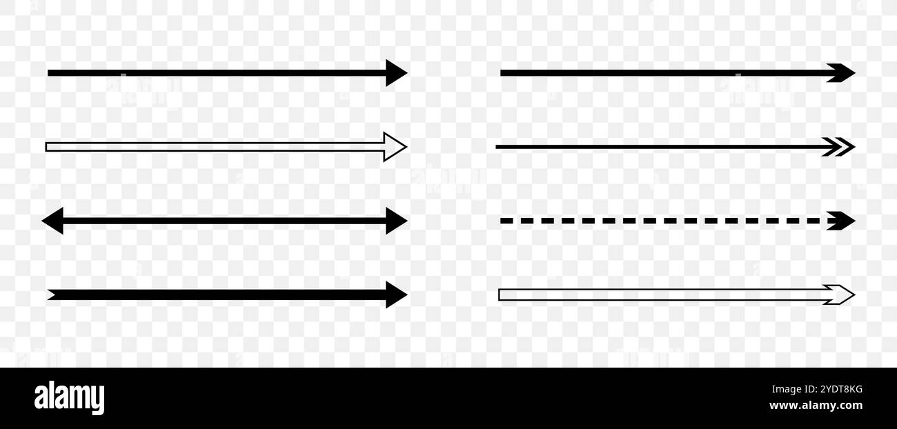 Straight Long Arrow. Navigation elements. Vector flat illustration. Set ...