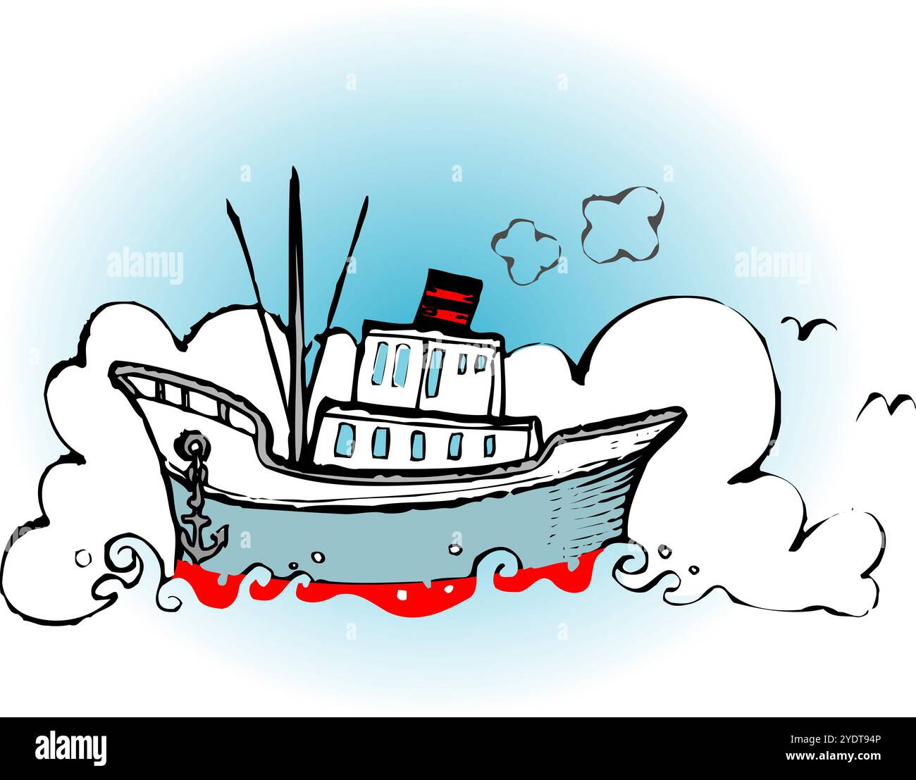 Landscape sea fishing boat Cut Out Stock Images & Pictures - Alamy