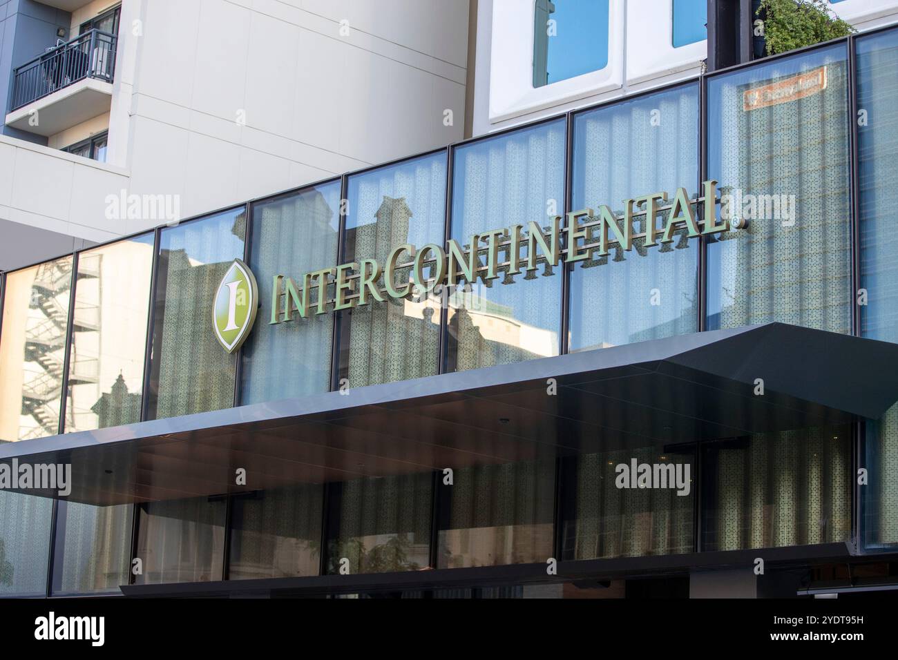 The exterior signage of the InterContinental Hotel, featuring modern ...