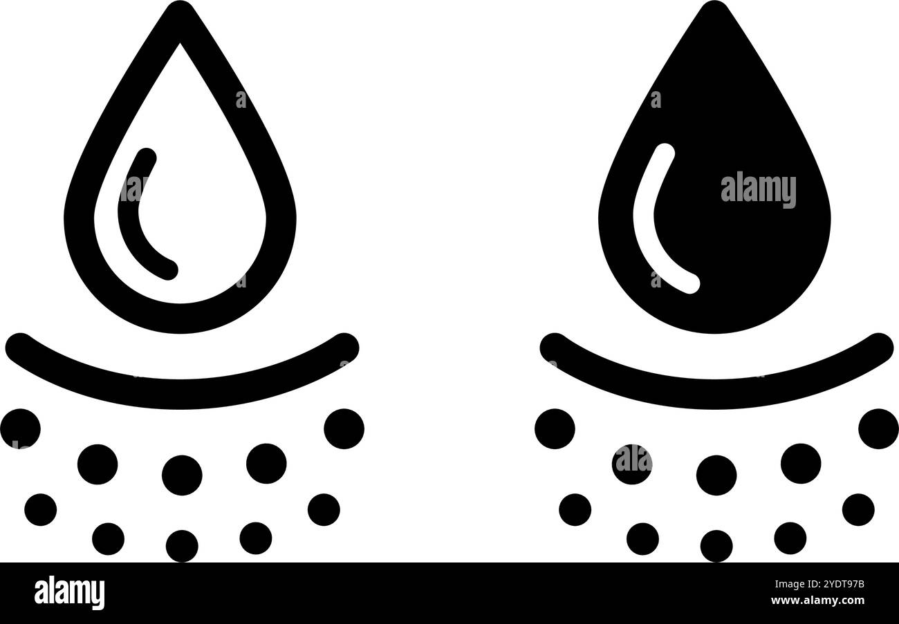 Water absorbent icon. Skin deep hydration symbol. Face care effect ...