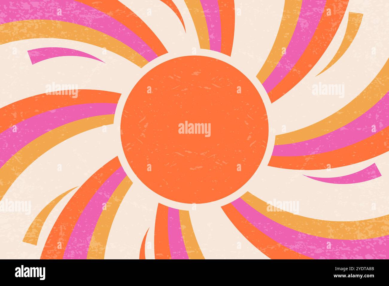 Retro summer sun background. Vector groovy sunshine wavy rays in ...