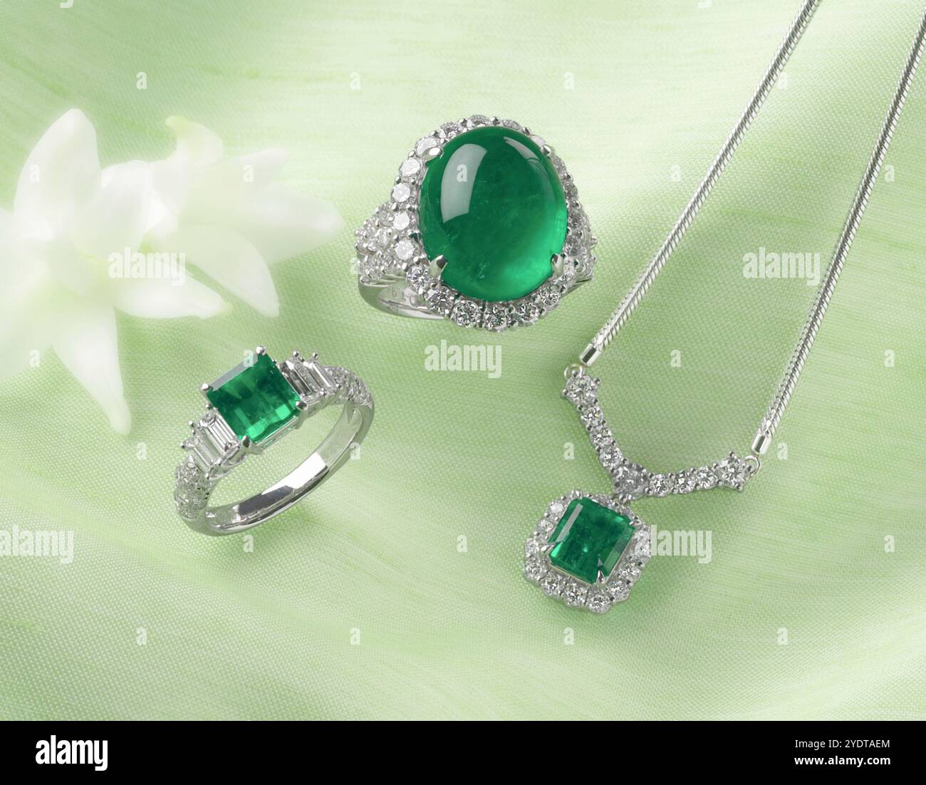 Three emerald pieces Stock Photo - Alamy
