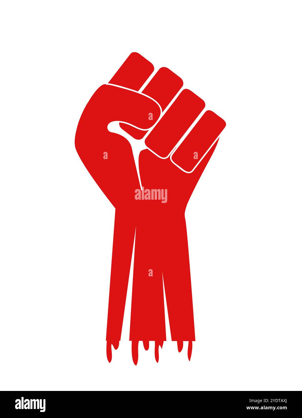Vector illustration of a blooding clenched fist held high in protest ...