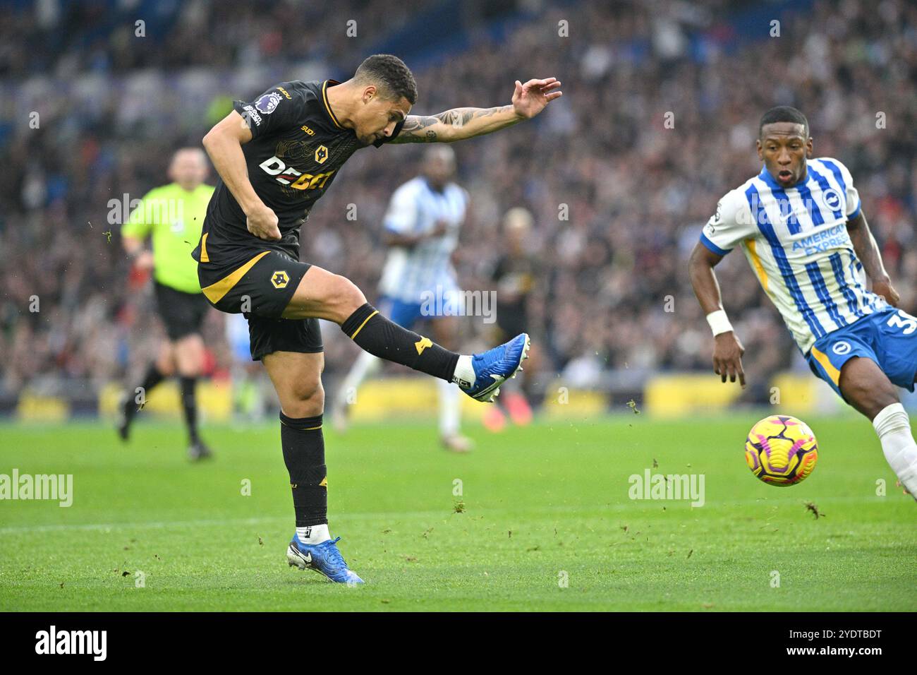 Joao Gomes of Wolves during the Premier League match between Brighton ...