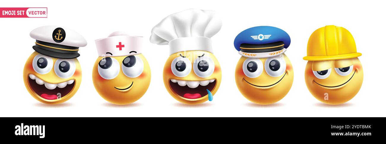 Emoji professionals emoticon characters vector set. Set of professional ...