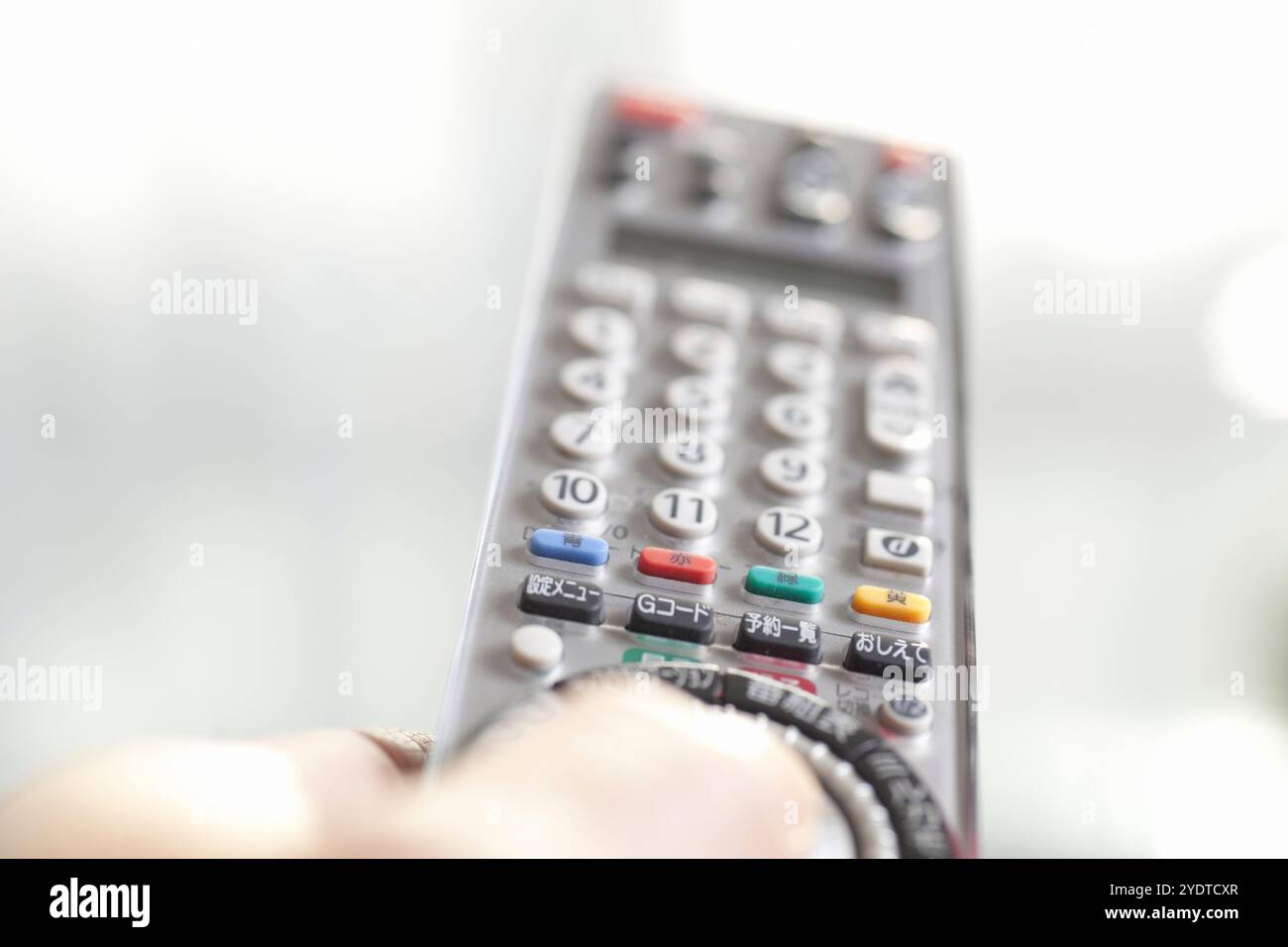 Operating the TV remote control Stock Photo - Alamy
