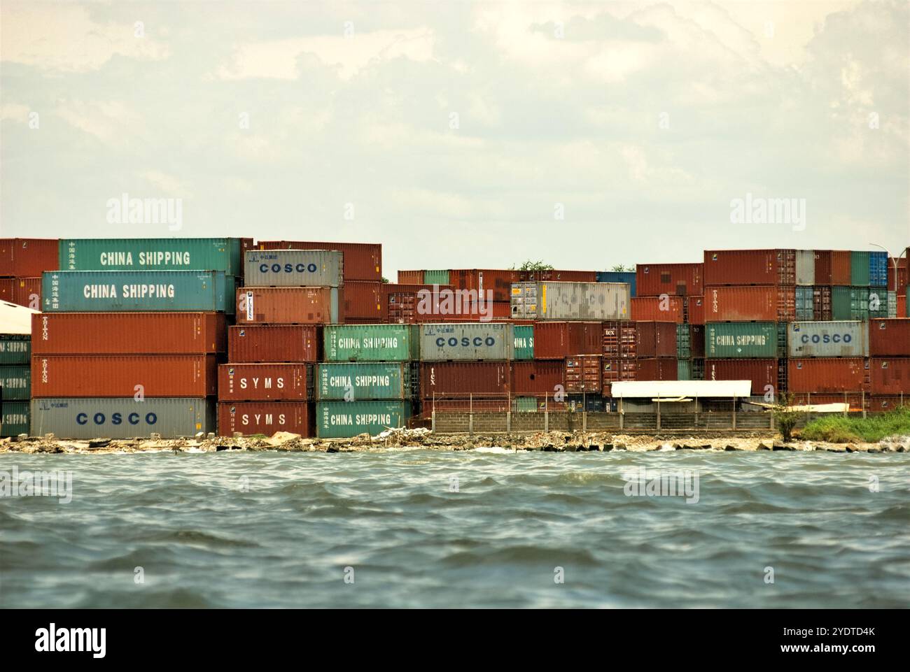 A shipping container terminal, a part of Jakarta Port extension area ...