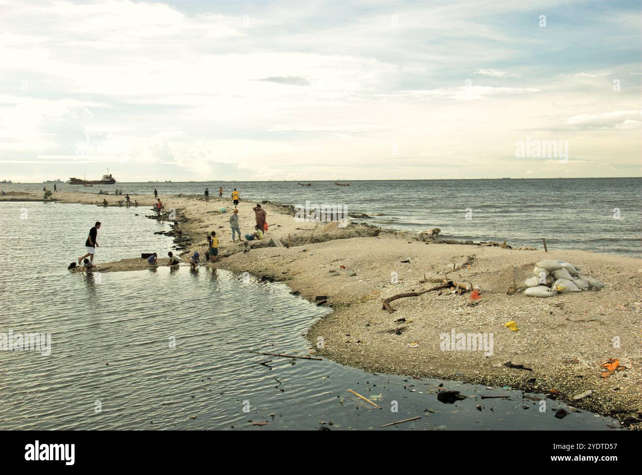 People having recreational activities on a man-made beach Stock Photo ...