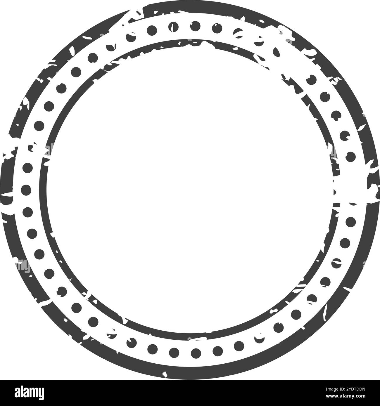 Grunge style blank rubber stamp with copy space forming a perfect circle with dotted edges Stock ...