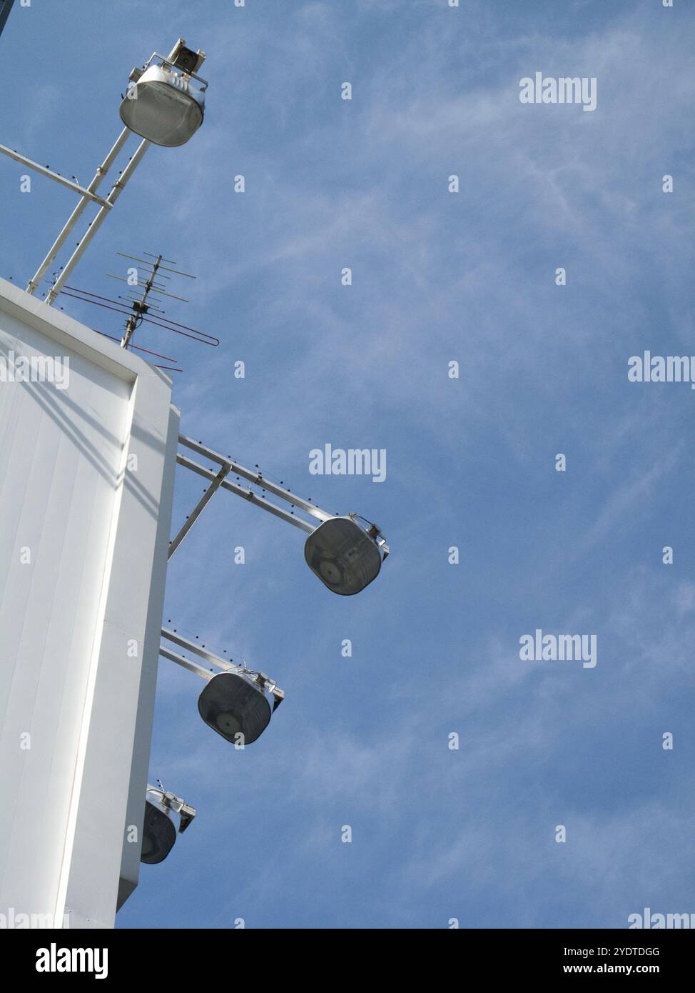 Spotlights on advertising billboards Stock Photo - Alamy