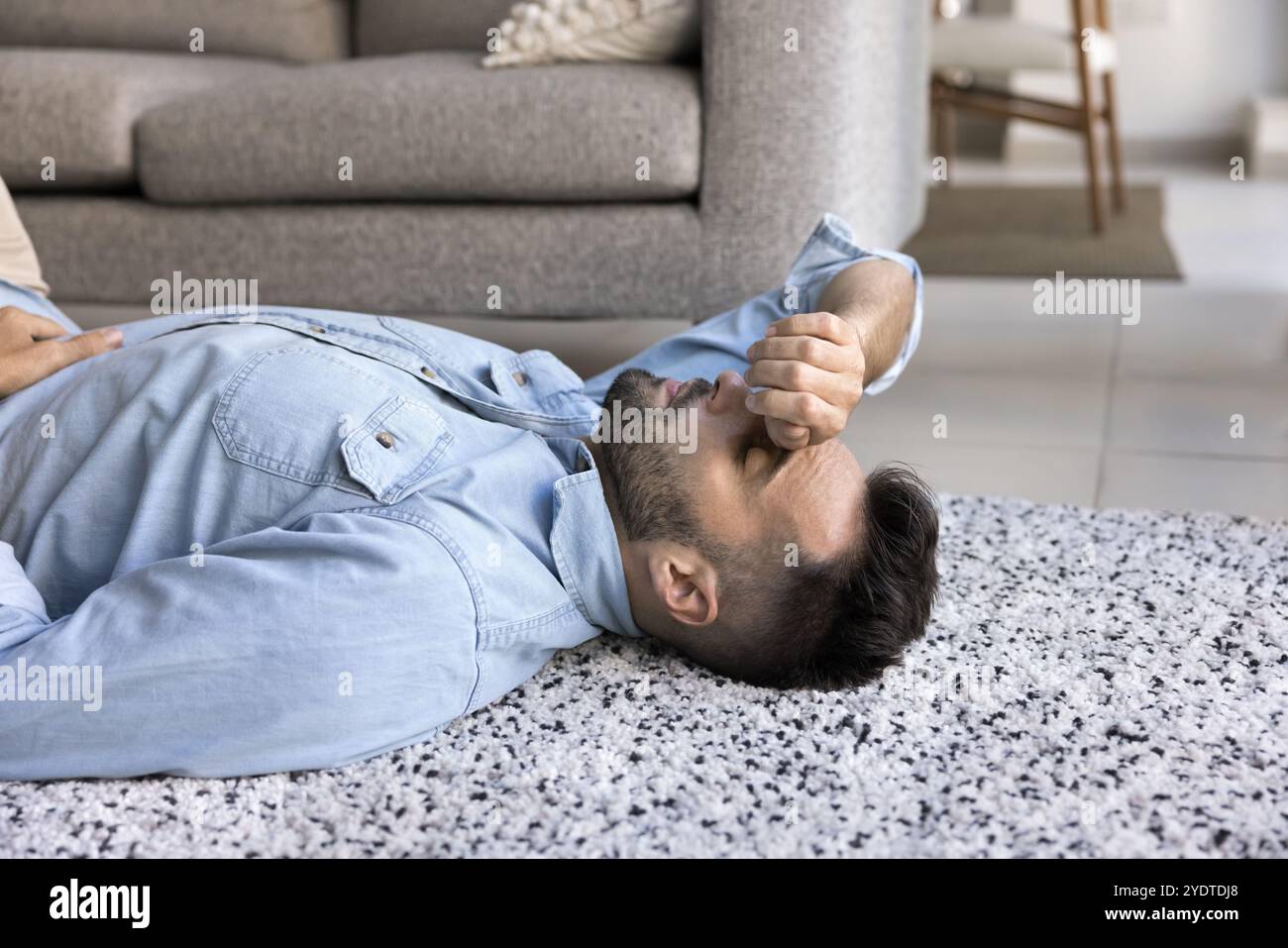 Tired depressed hispanic man hi-res stock photography and images - Alamy