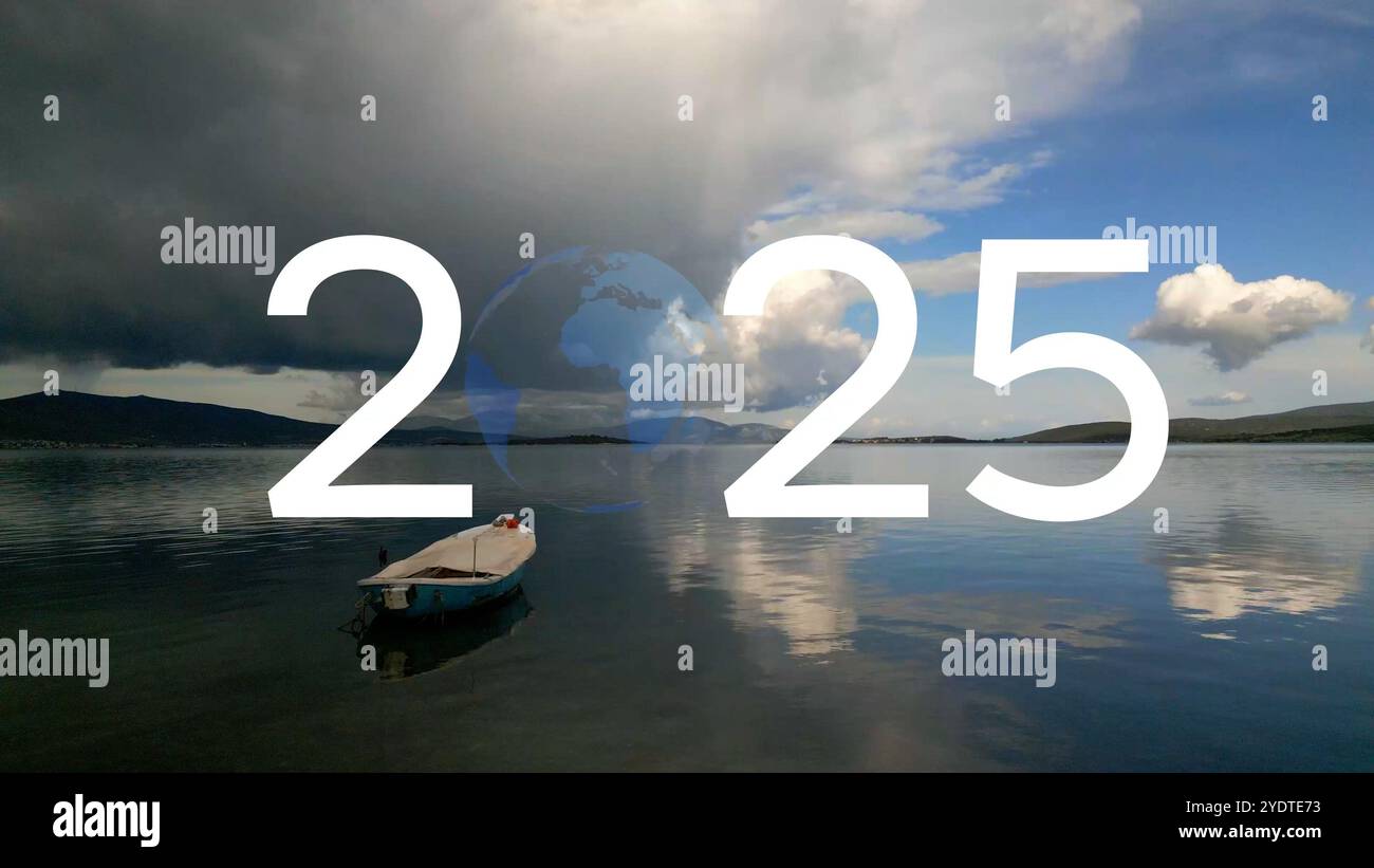 2025 New Year concept. Environmental technology concept. Sustainable ...