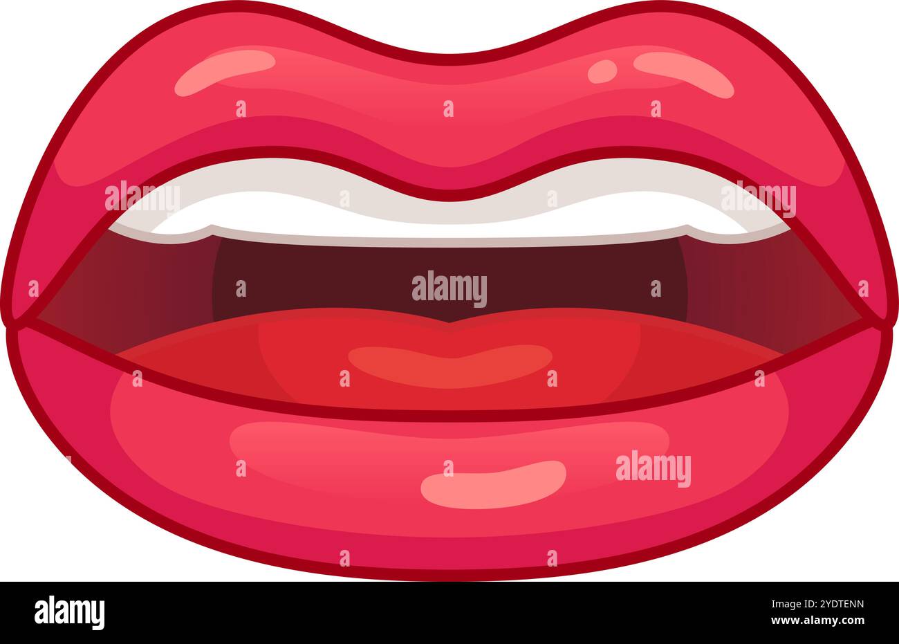 Glossy female lips are slightly open, showing tongue and teeth, perhaps ...