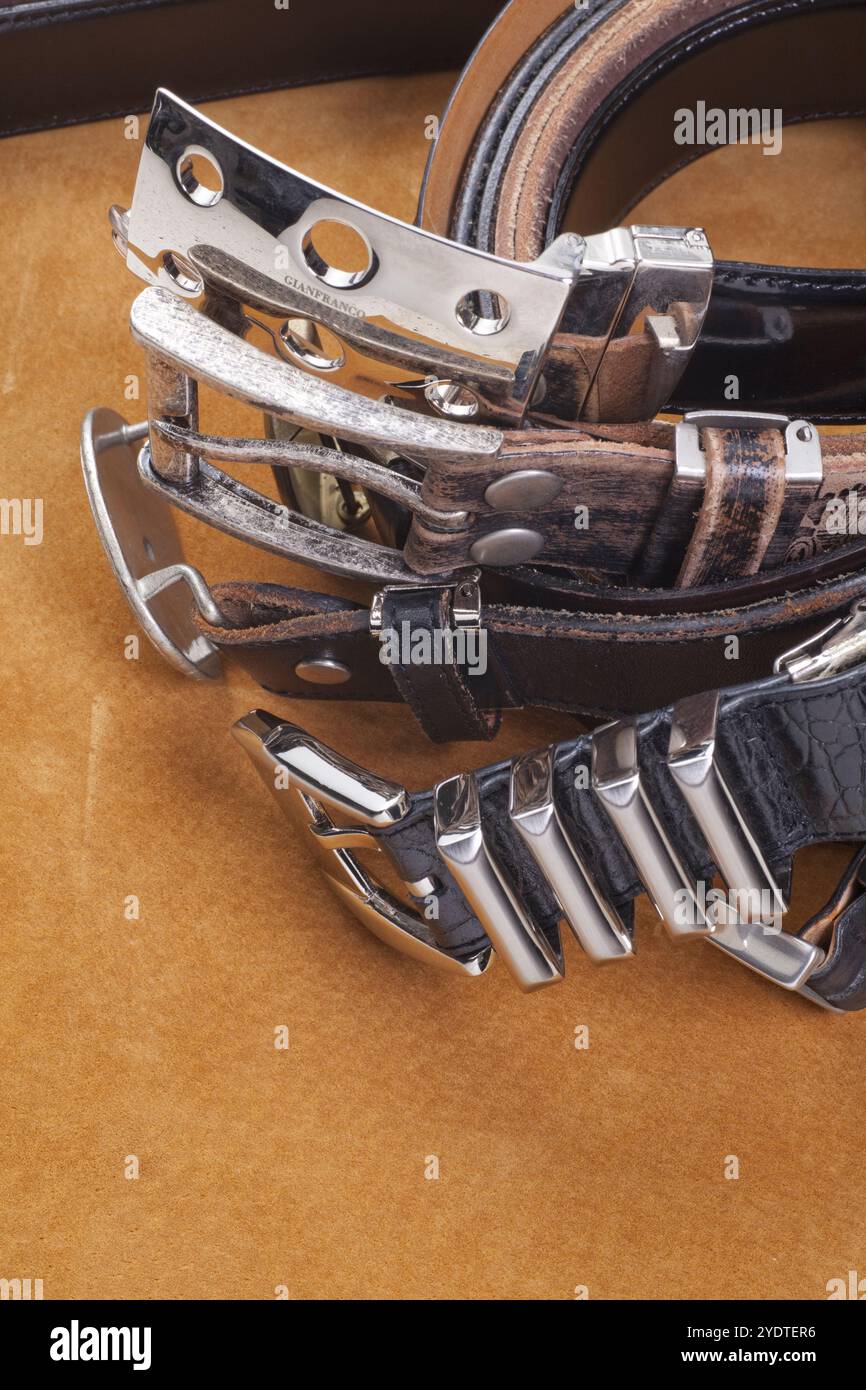 Men's belts and buckles Stock Photo - Alamy